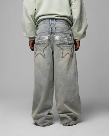 Loiter Star Layered Jeans Washed Blue | Culture Kings