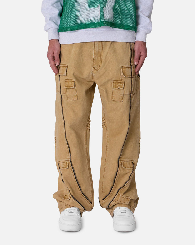 MNML Ultra Baggy Grid Lock Denim Pants Brown | Culture Kings