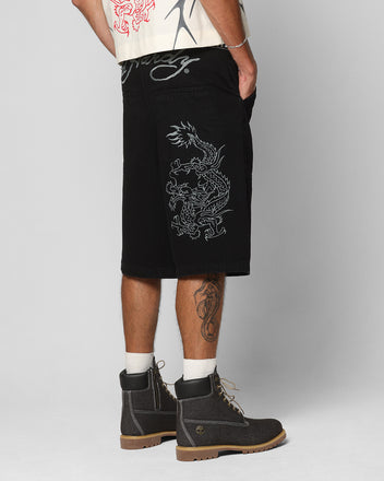 Ed Hardy Dragon Jorts Black | Culture Kings