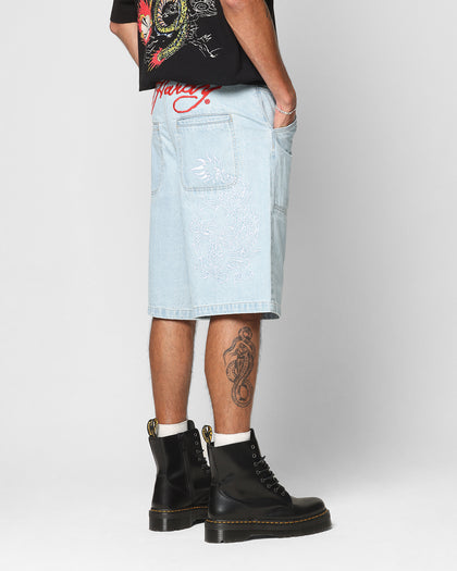 Ed Hardy Dragon Jorts Light Blue | Culture Kings