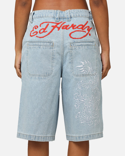 Ed Hardy Dragon Jorts Light Blue | Culture Kings