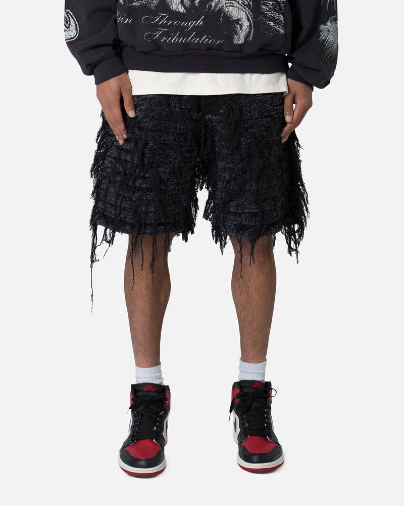 MNML All Over Frayed Denim Shorts Black – Budget Fashion Store