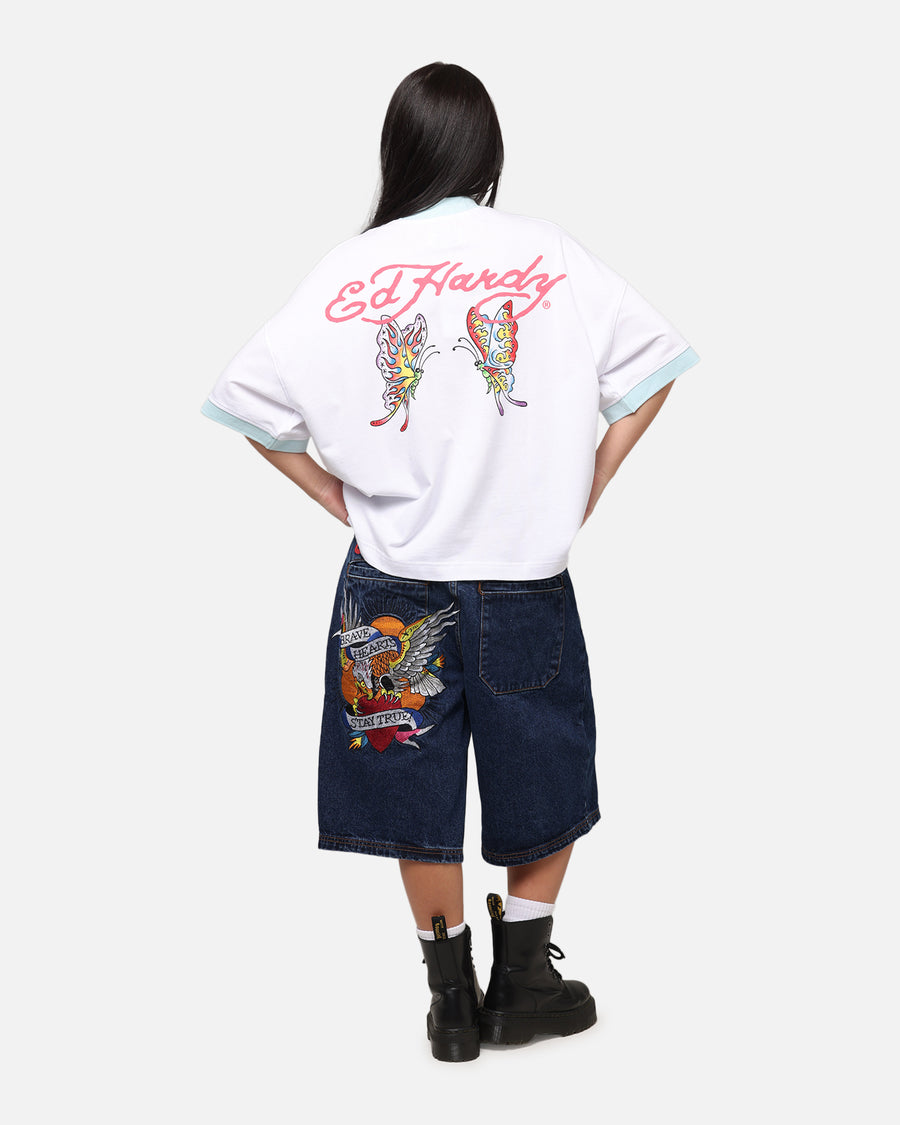 Ed Hardy Brave Hearts Jorts Indigo | Culture Kings
