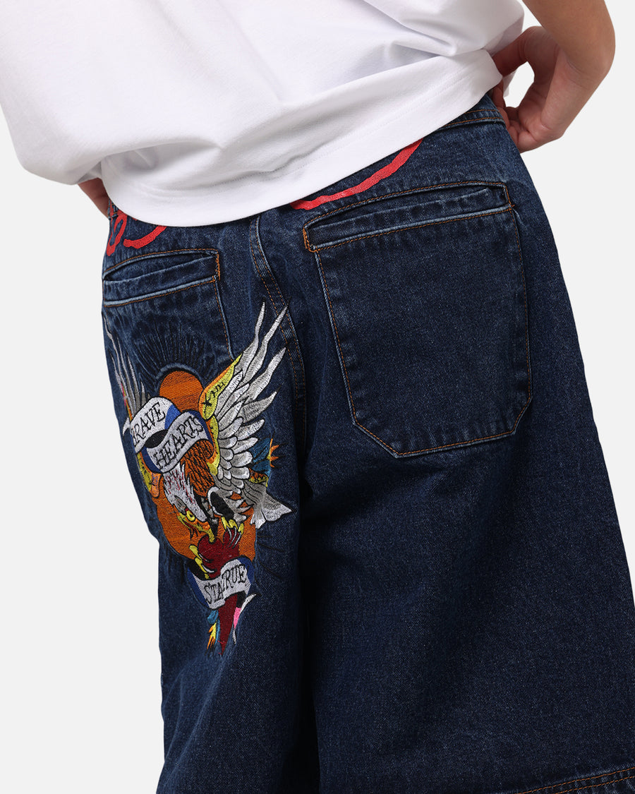 Ed Hardy Brave Hearts Jorts Indigo | Culture Kings