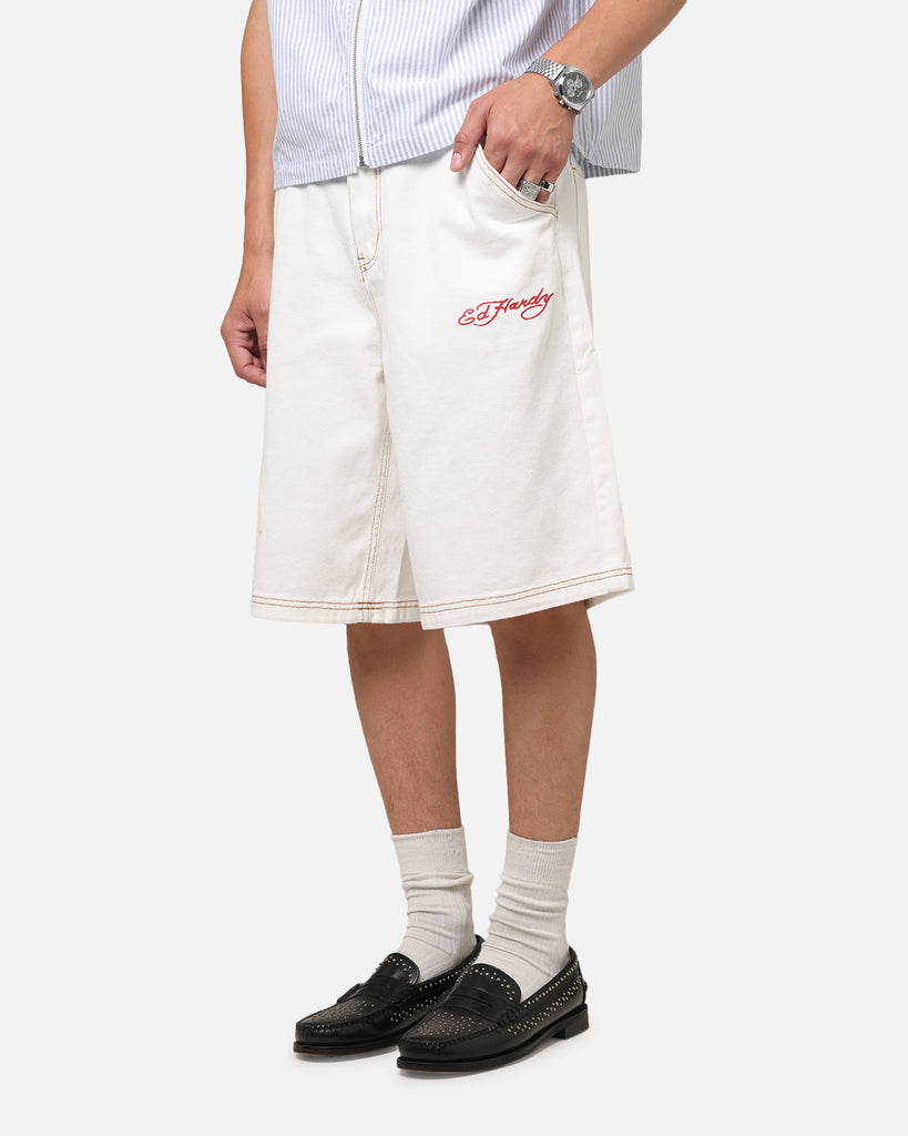 Ed Hardy Tiger Jorts Off White | Culture Kings