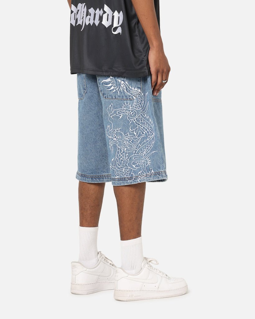 Ed Hardy Dragon Jorts Mid Blue Denim | Culture Kings