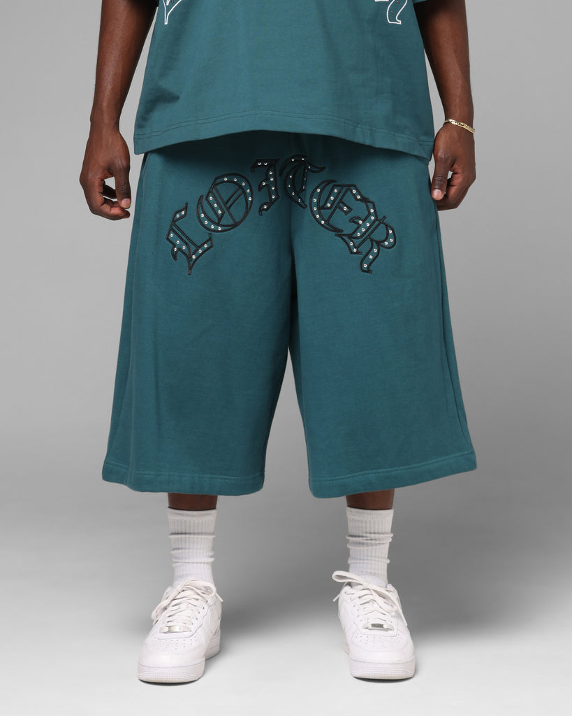 Loiter Destruct Sweat Shorts Teal | Culture Kings