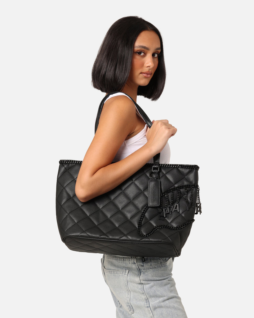 Sprayground Quilt With 1 Line Stitch Tote Bag Black/Gold | Culture Kings