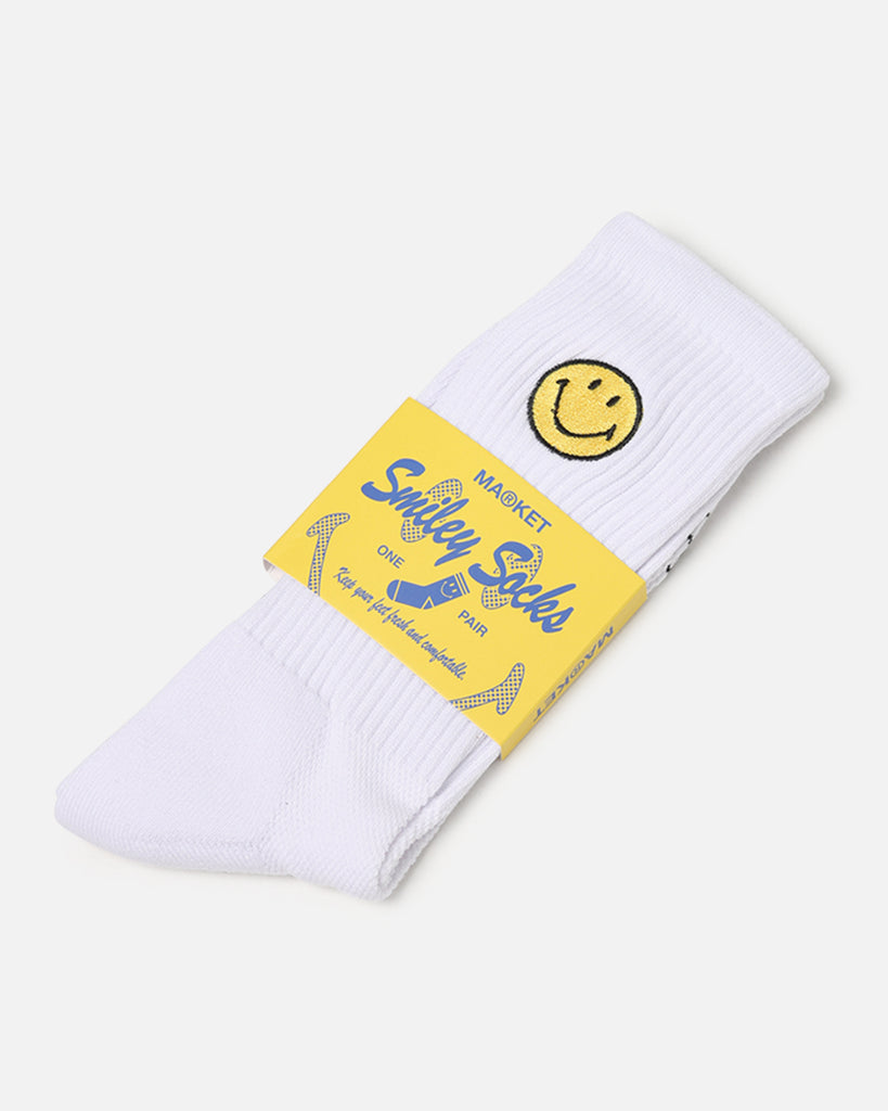 Market X Smiley Badge Crew Socks White | Culture Kings