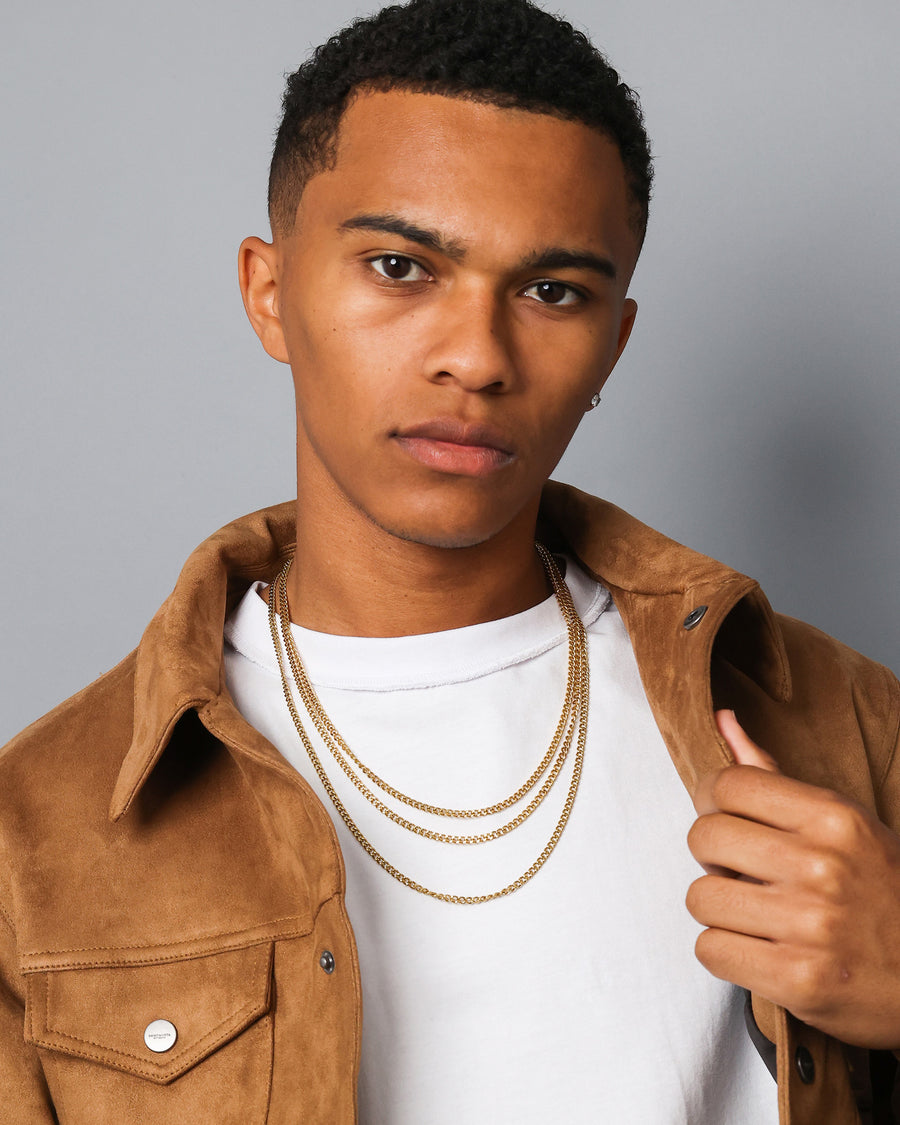 NXS 3mm Micro Cuban Chain Set Gold | Culture Kings