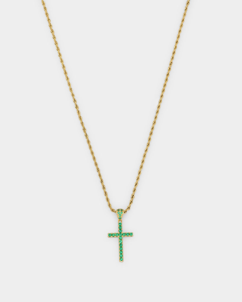 NXS Classic Mini Cross Pendant Gold/Green | Culture Kings