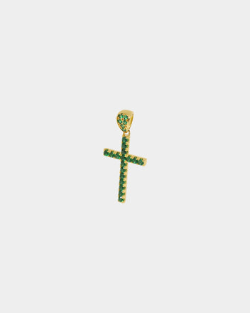 NXS Classic Mini Cross Pendant Gold/Green | Culture Kings