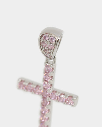 NXS Classic Mini Cross Pendant White Gold/Pink | Culture Kings