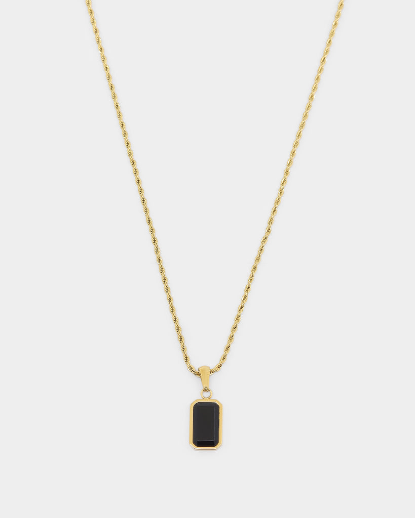 NXS Rectangle Stone Pendant Chain Gold/Black | Culture Kings