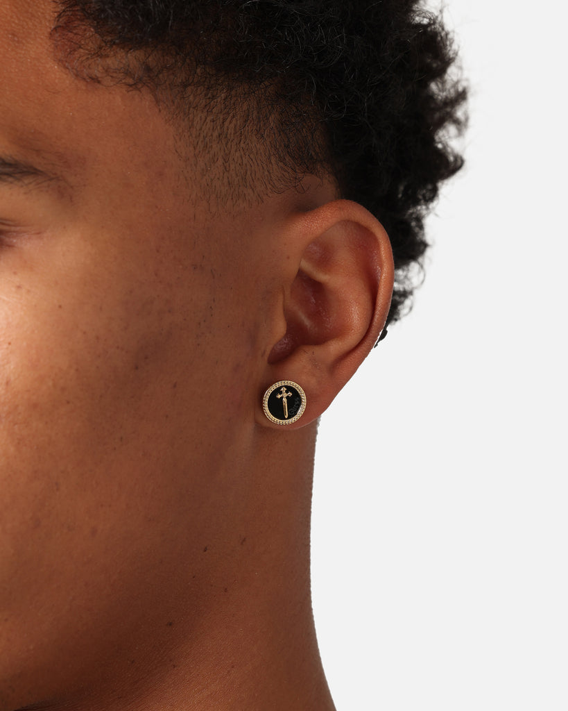 Guess Mainline South Alameda Dagger Coin Earrings Yellow Gold | Culture ...