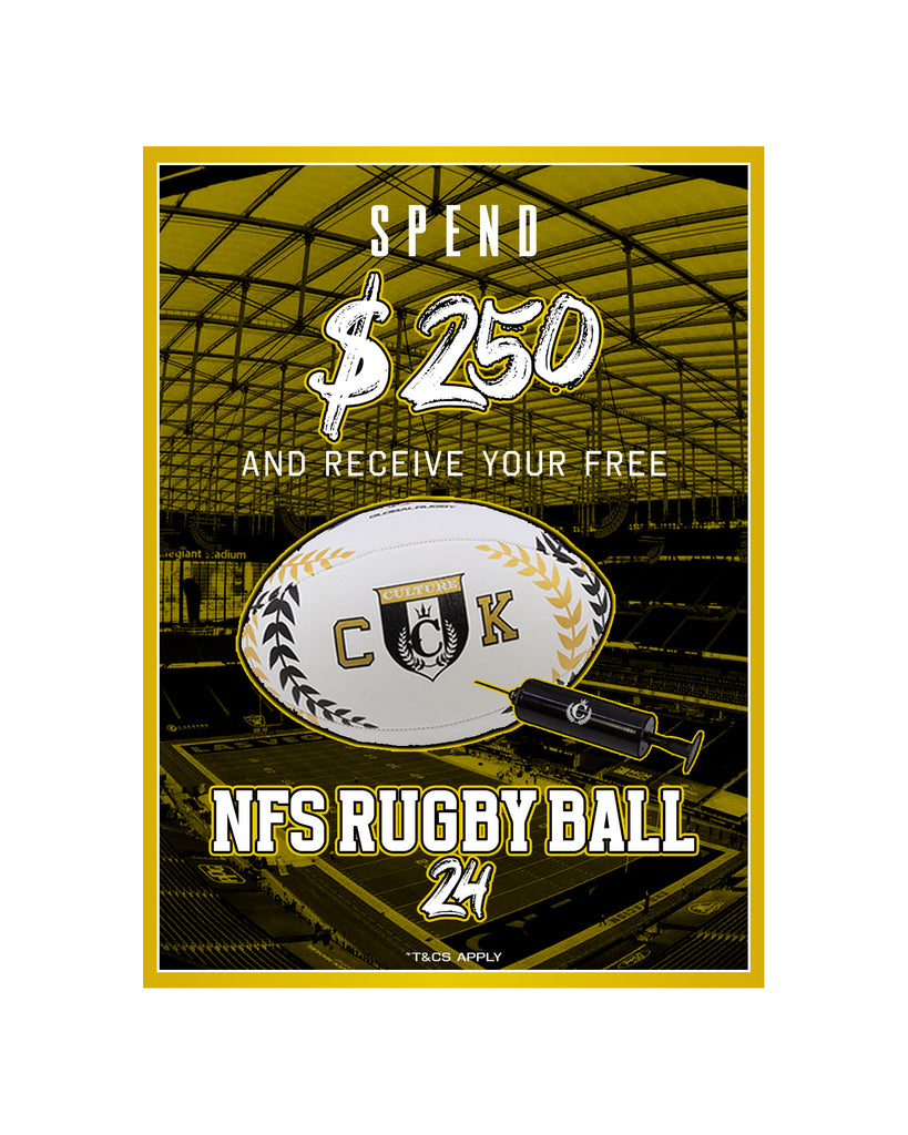 Culture Kings NFS Rugby Ball 24 White/Black/Gold