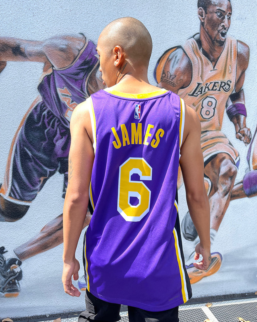 Jordan Los Angeles Lakers LeBron James #6 Statement Jersey Field Purpl ...