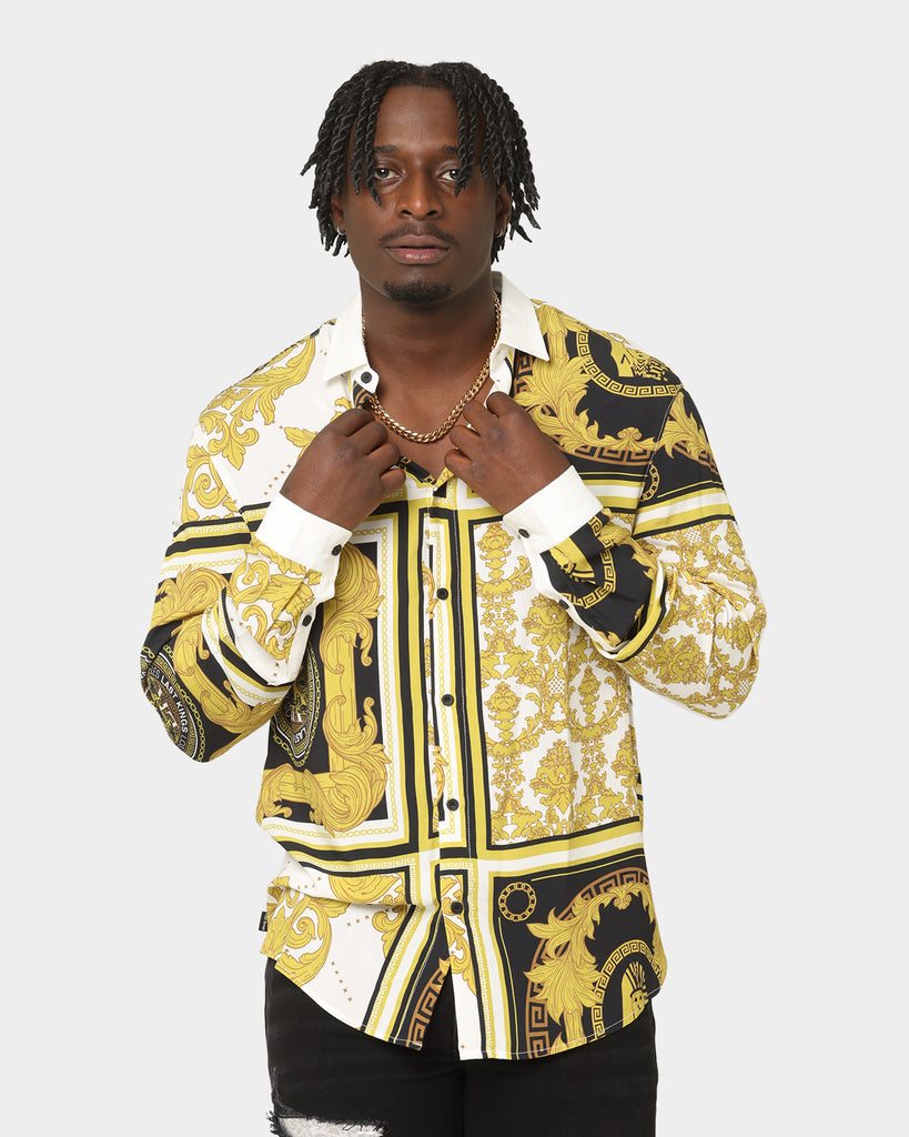 Last Kings Baroque Long Sleeve Shirt Black/White/Gold | Culture Kings