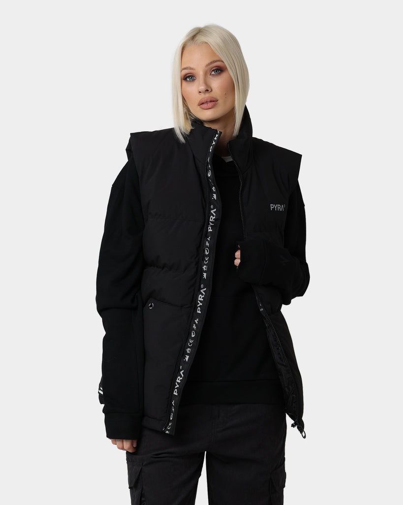 PYRA Sleeveless Puffa Vest Black | Culture Kings