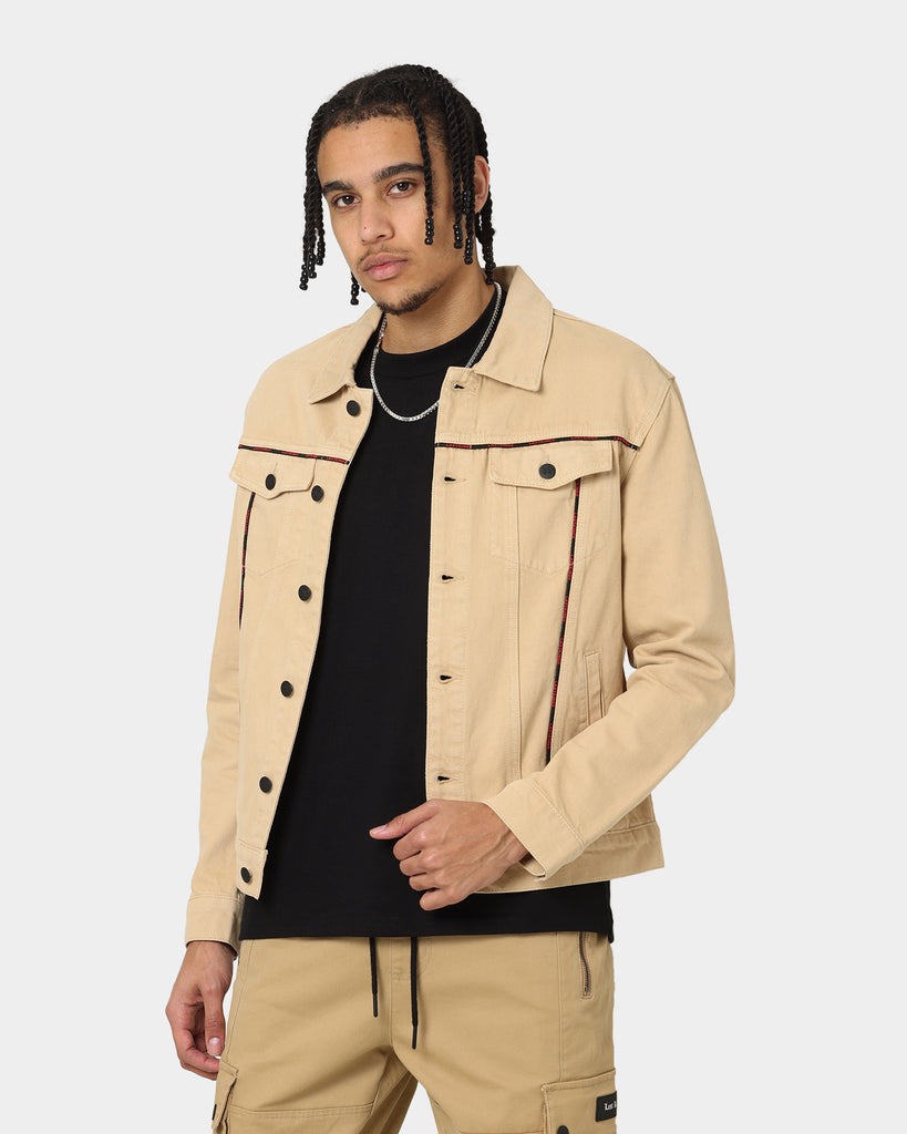 Last Kings Piping Denim Jacket Denim/Khaki | Culture Kings