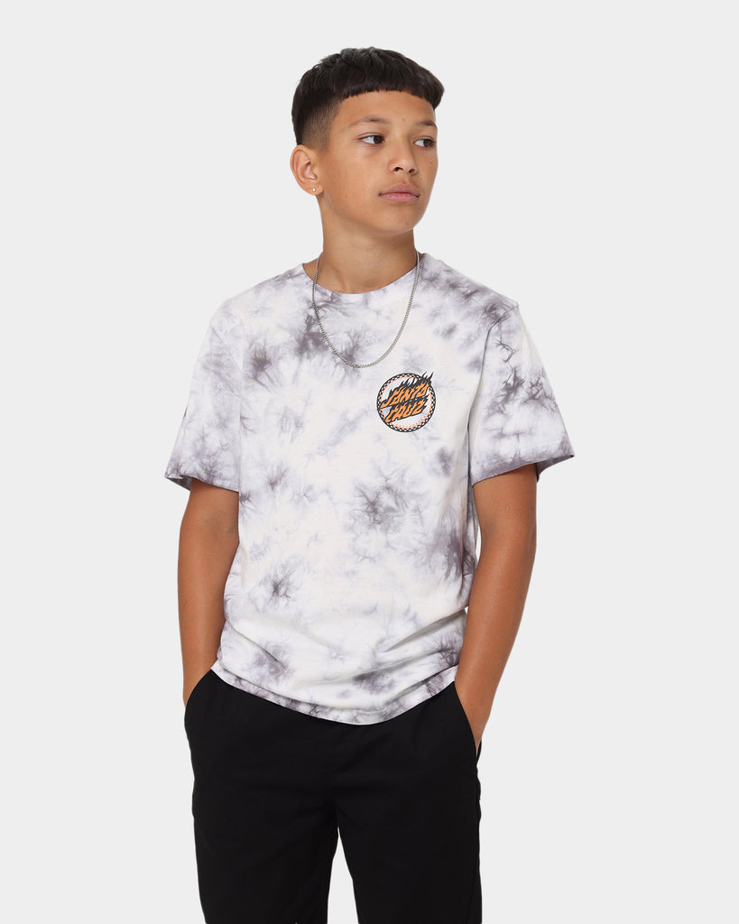 Santa Cruz Kids' Checked Out Flamed Dot Front T-Shirt Grey Tie Dye ...
