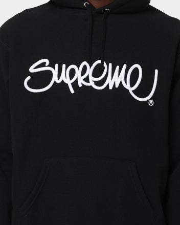 Supreme Raised Handstyle Hoodie Black | Culture Kings