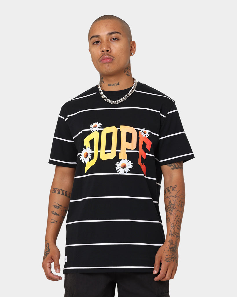 Dope Daisy Stripe T-Shirt Black/White/Multi-Coloured | Culture Kings