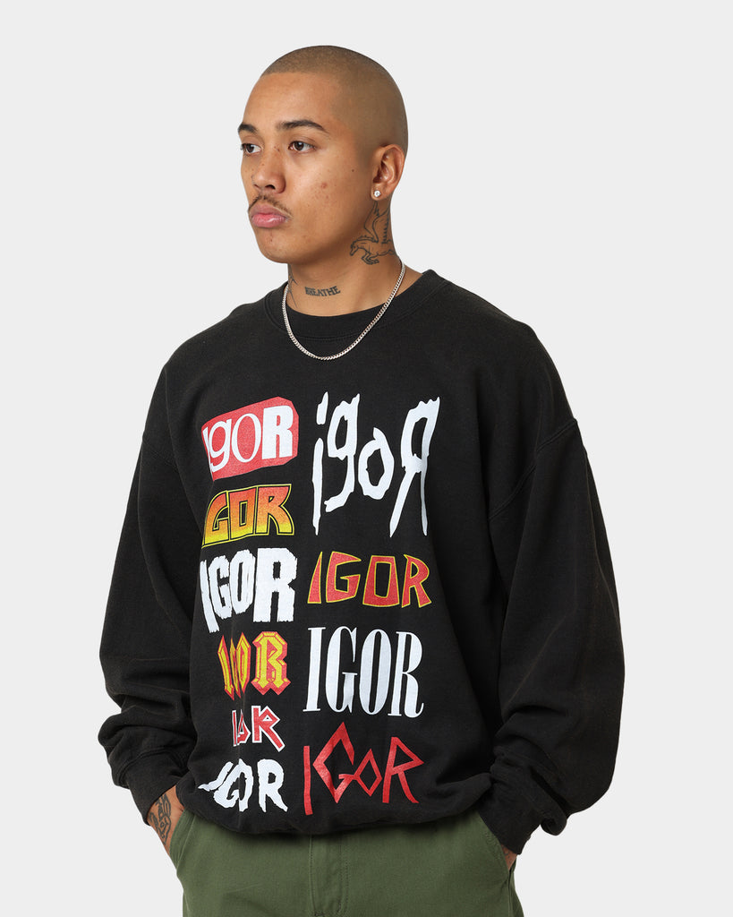 Goat Crew Igor Metal Logo Vintage Crewneck Black Wash | Culture Kings