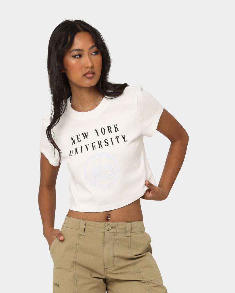 The New Establishment Women's Retro NYU Logo Mini T-Shirt Vintage Whit ...