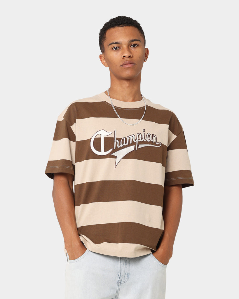 Champion Heritage Cursive Logo T-Shirt Stripe 7v1 | Culture Kings