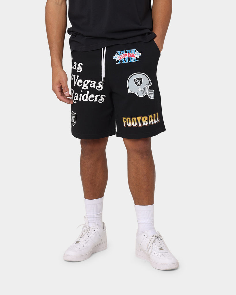 Majestic Athletics Las Vegas Raiders Puff Print Patch Fleece Shorts Fa ...