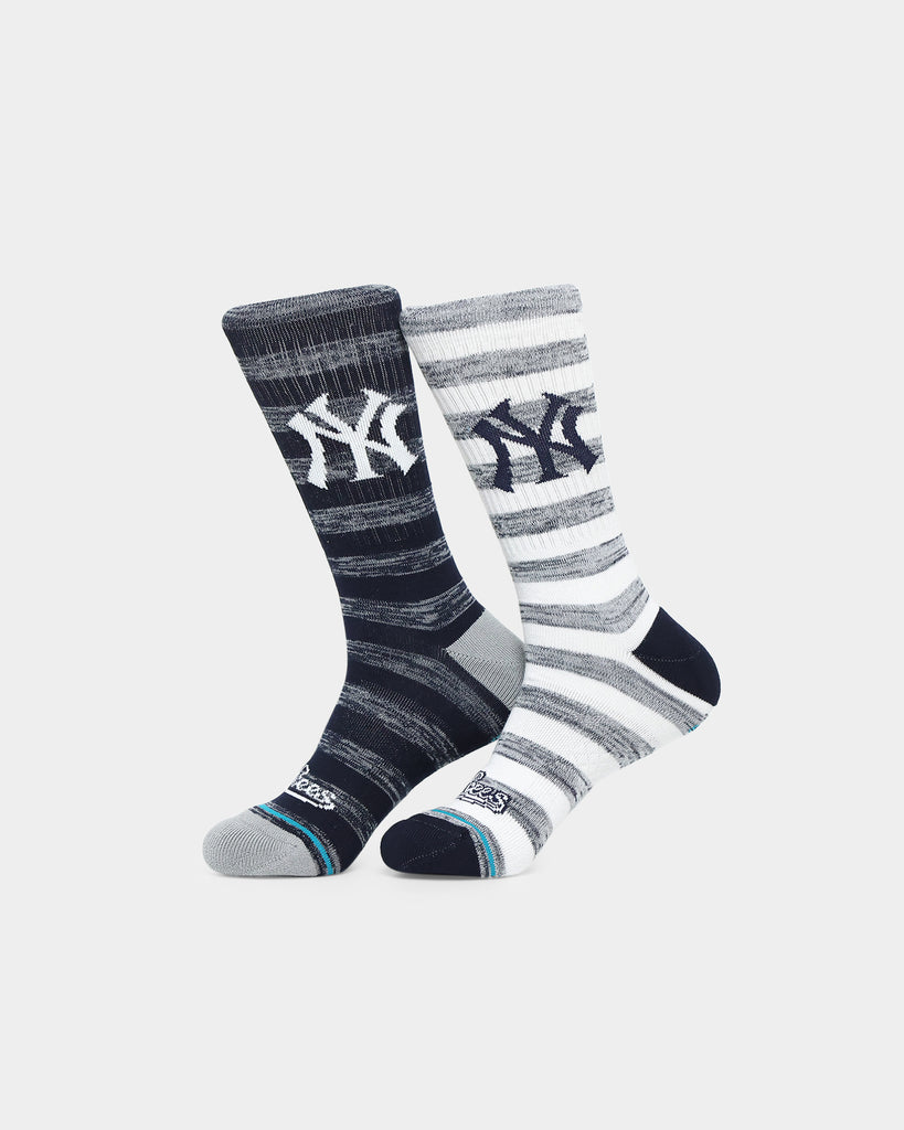 Stance X New York Yankees Twist Crew Socks 2 Pack White | Culture Kings